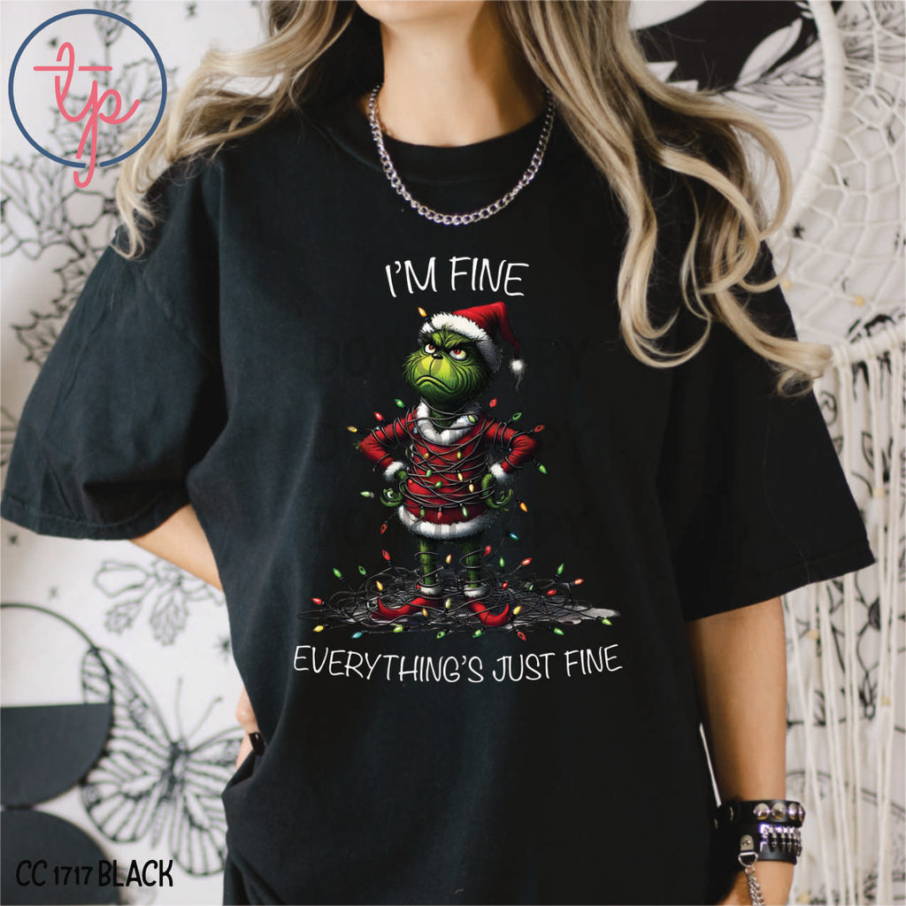 Grinch I'm Fine Lights Black or White – Transfers Plus